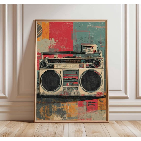 Retro Boombox Vintage Music Hip Hop 80s Urban Street Art, Stretched ...