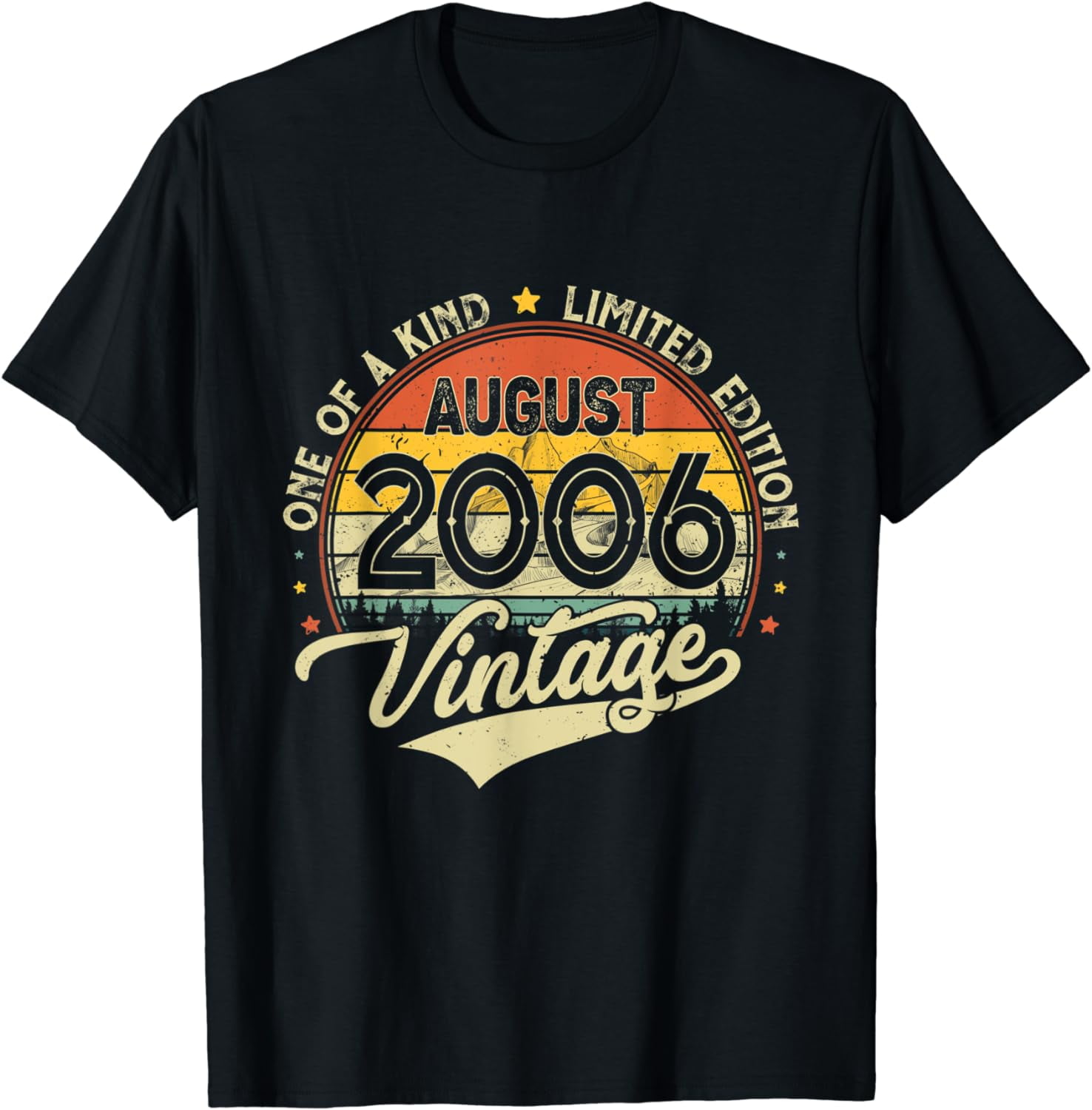 Retro Born In August 2006 Vintage Birthday Party August 2006 T-Shirt ...
