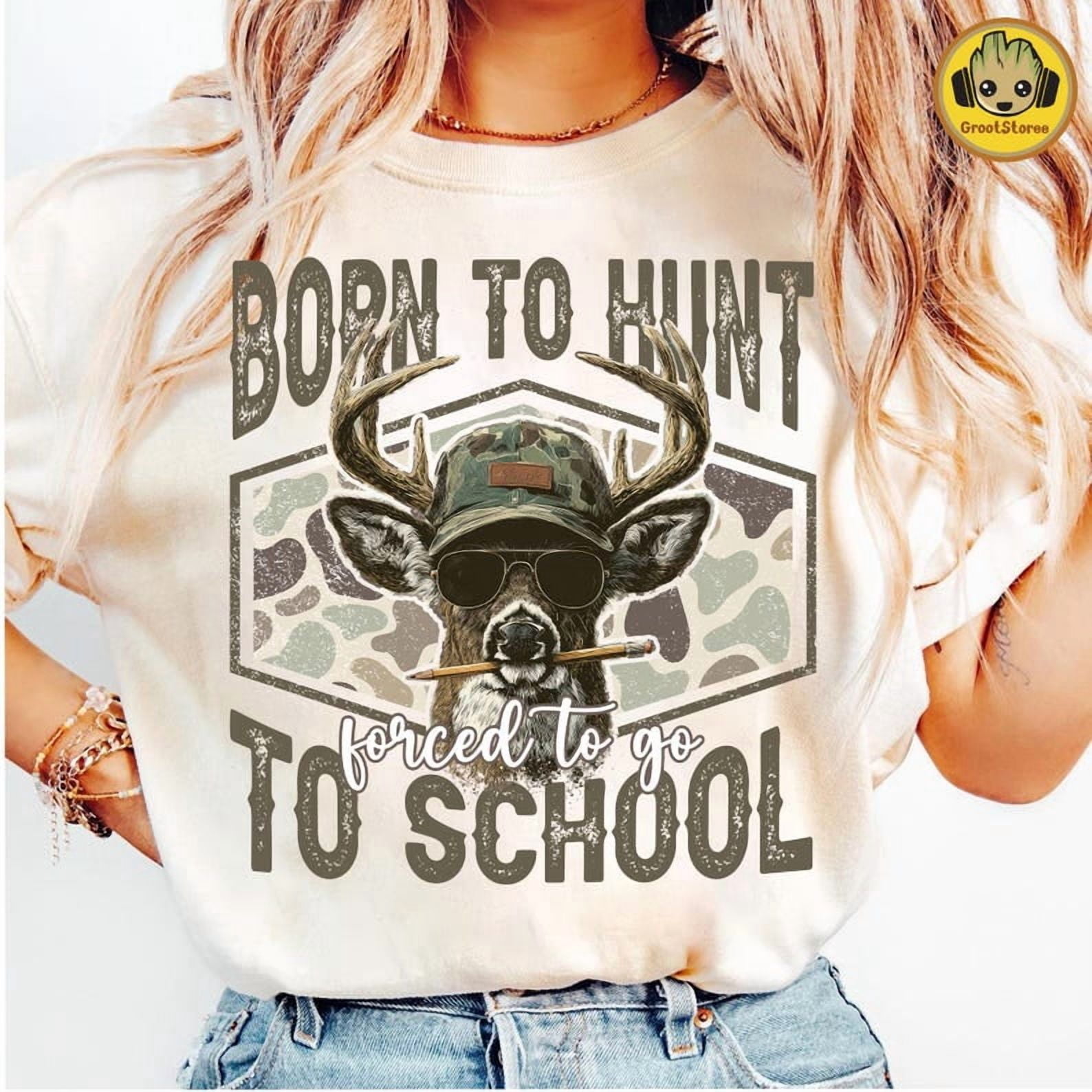 Retro Born To Hunt Forced To Go To School Shirt, Camouflage Back To ...