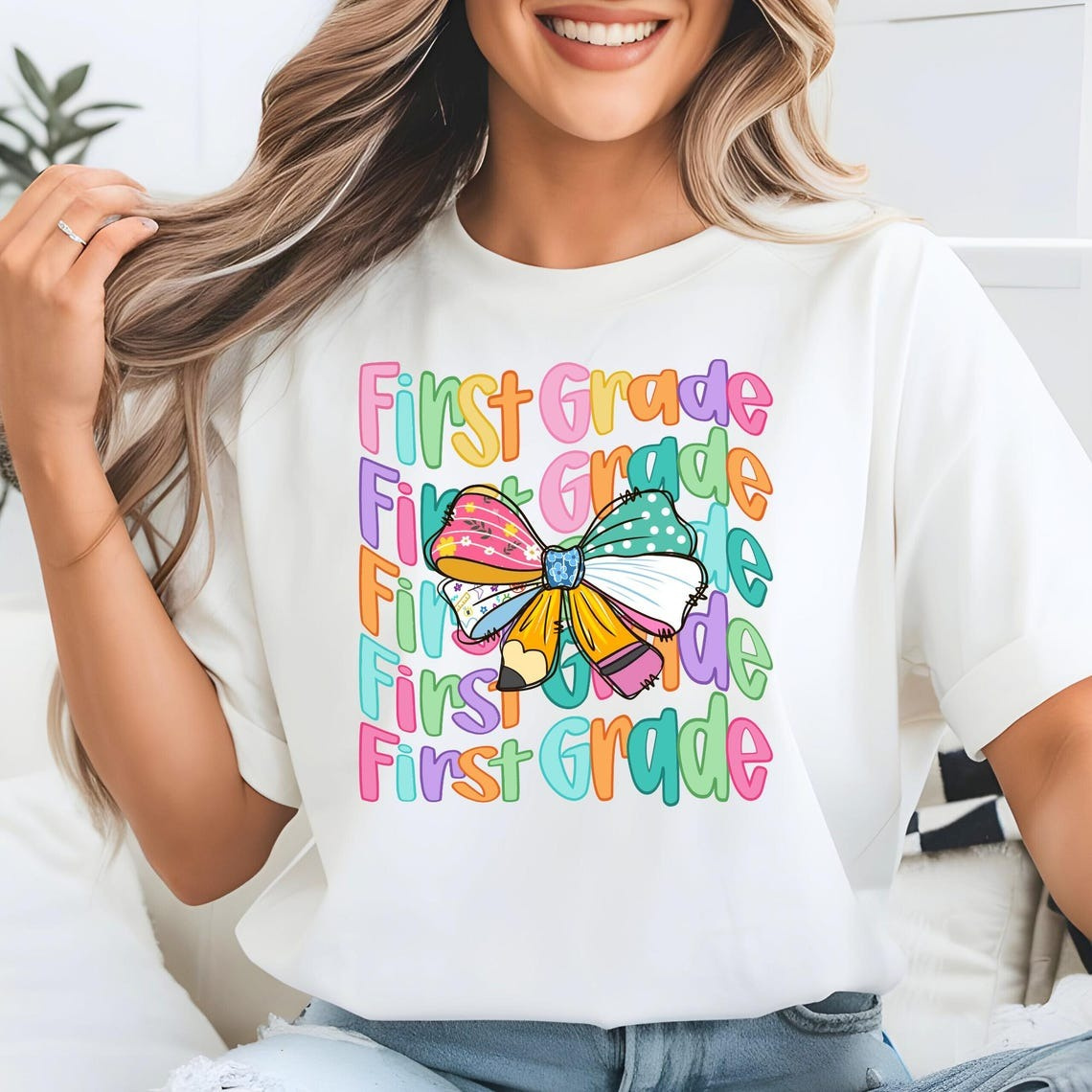 Retro Bow Teacher Back to School Grade Shirt Teacher Grader Vibes Tee ...
