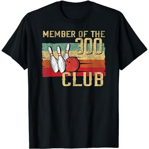Retro Bowler Silhouette for Member of the 300 Club Bowling T-Shirt ...