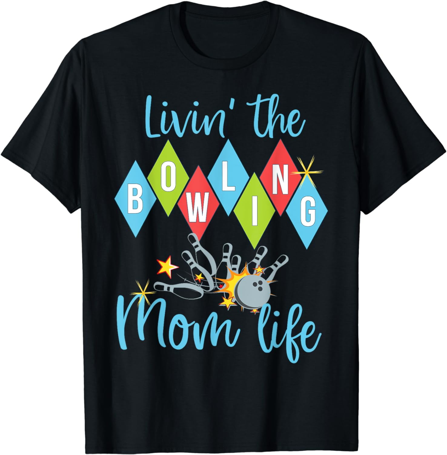 Retro Bowling Mom Bowler Queen Tshirt d - Walmart.com