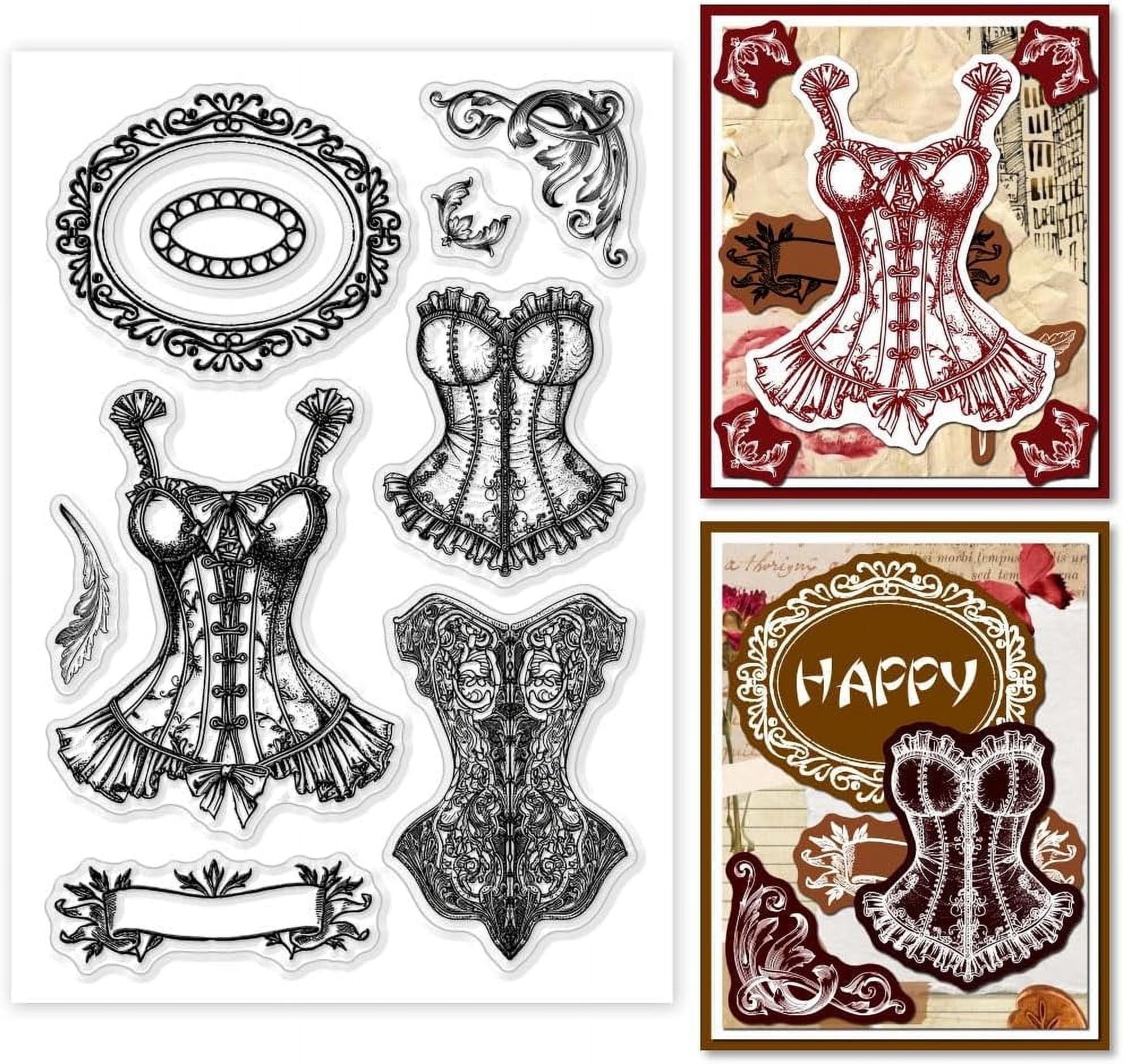 Retro Bra Clear Stamps for Card Making Vintage Clothe Silicone Stamp ...