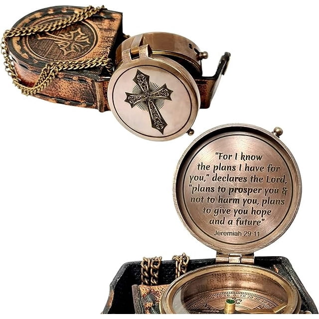 Retro Brass Compass Engraved Gift for Son, Grandson, Daughter, Baptism ...