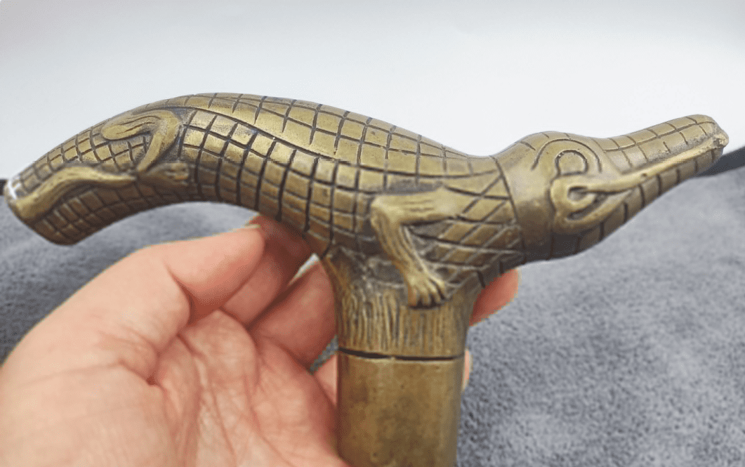 Retro Brass Crocodile Design Head Handle Only For Wooden Walking Stick ...
