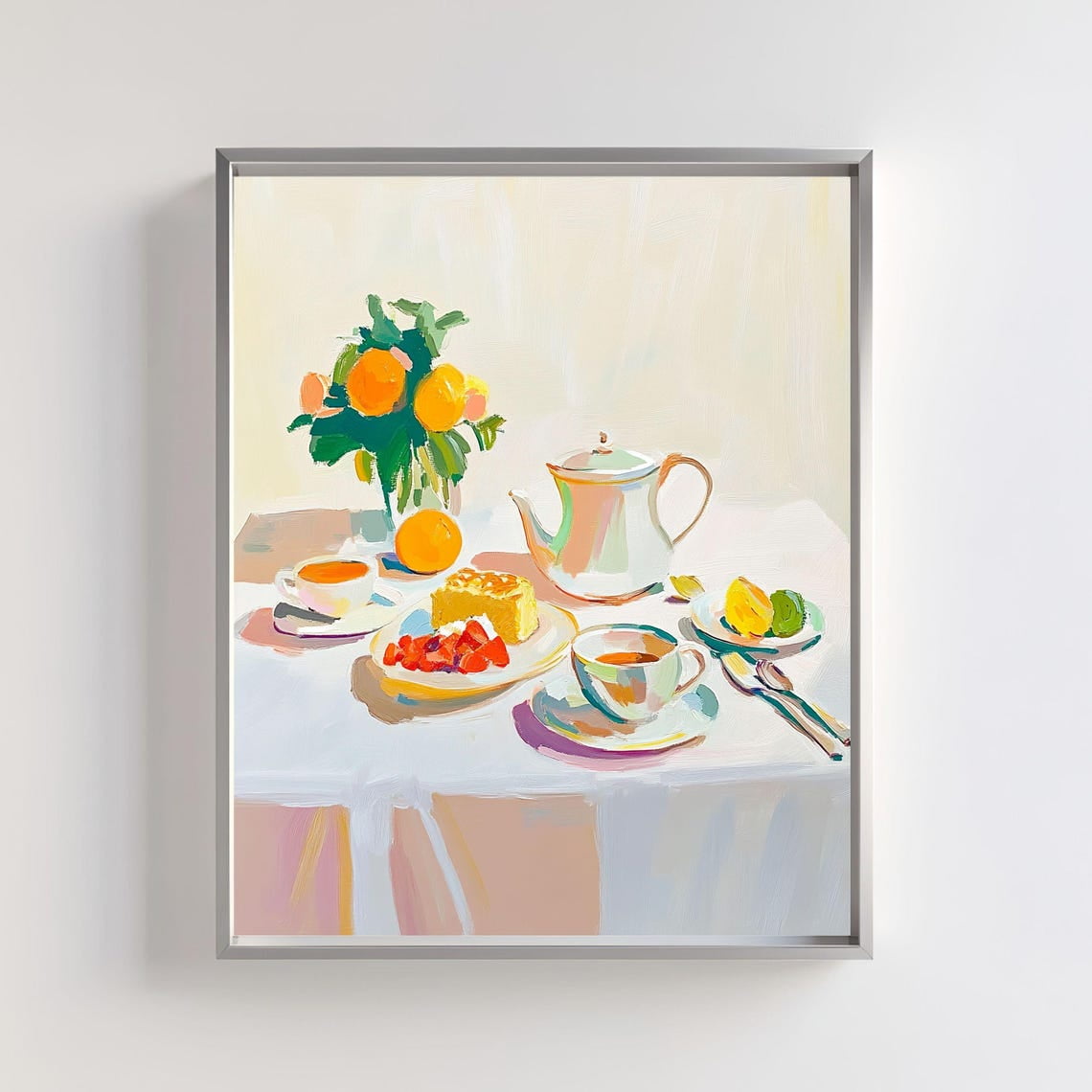 Retro Breakfast Poster, Breakfast Table Wall Art Print, Vibrant Tea ...
