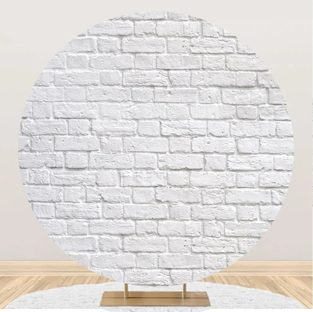 Retro Brick Wall Round Backdrop Cover Wedding Baby Shower Birthday ...