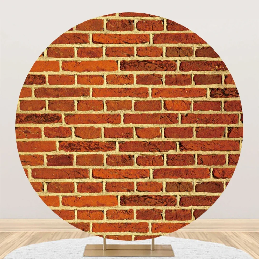 Retro Brick Wall Round Backdrop Cover Wedding Baby Shower Birthday ...