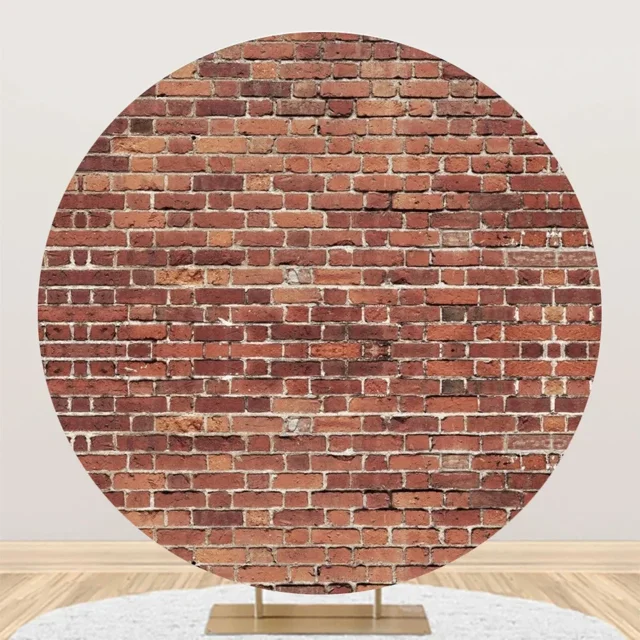 Retro Brick Wall Round Backdrop Cover Wedding Baby Shower Birthday ...