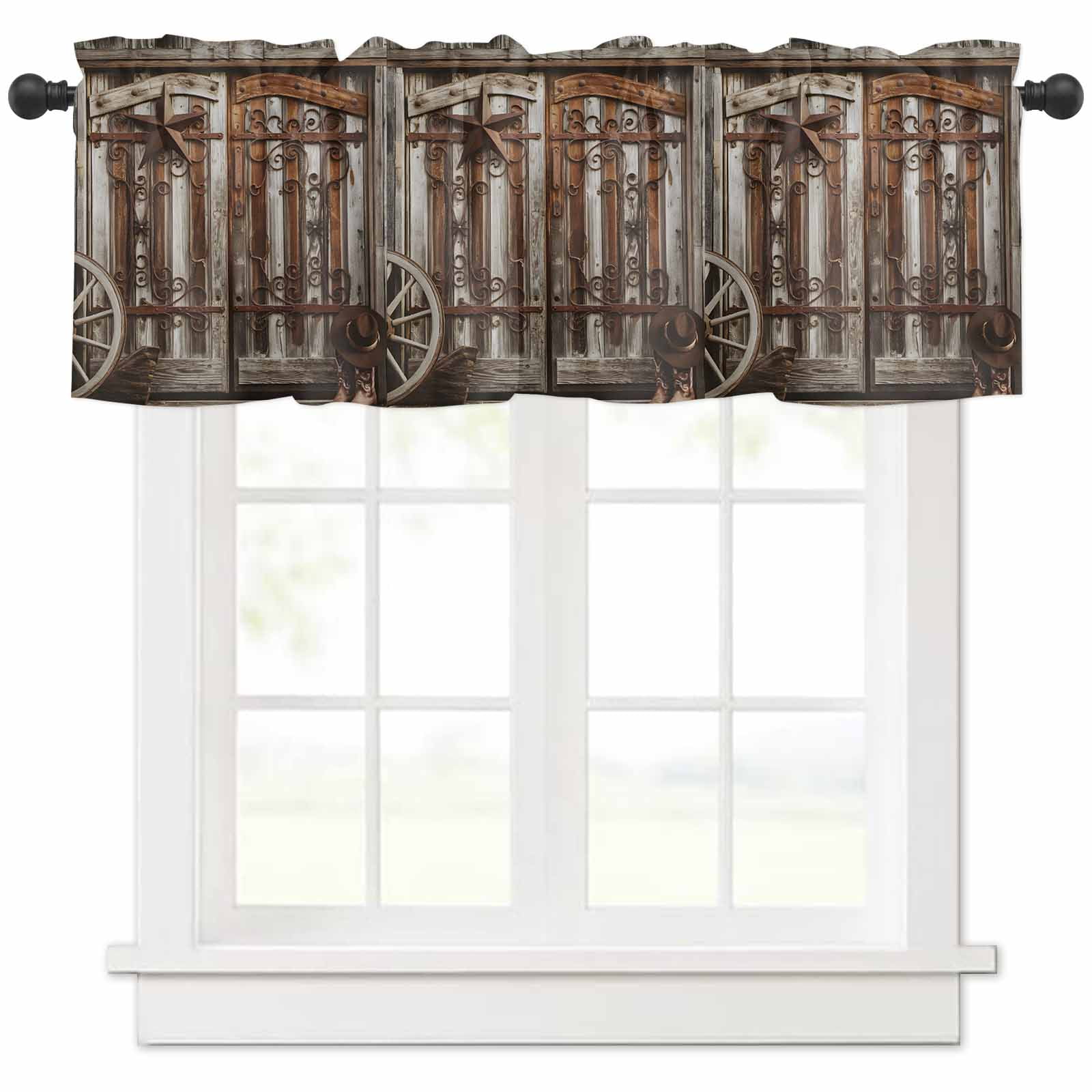 Retro Brown Door Valances for Windows Farmhouse Kitchen Curtains ...