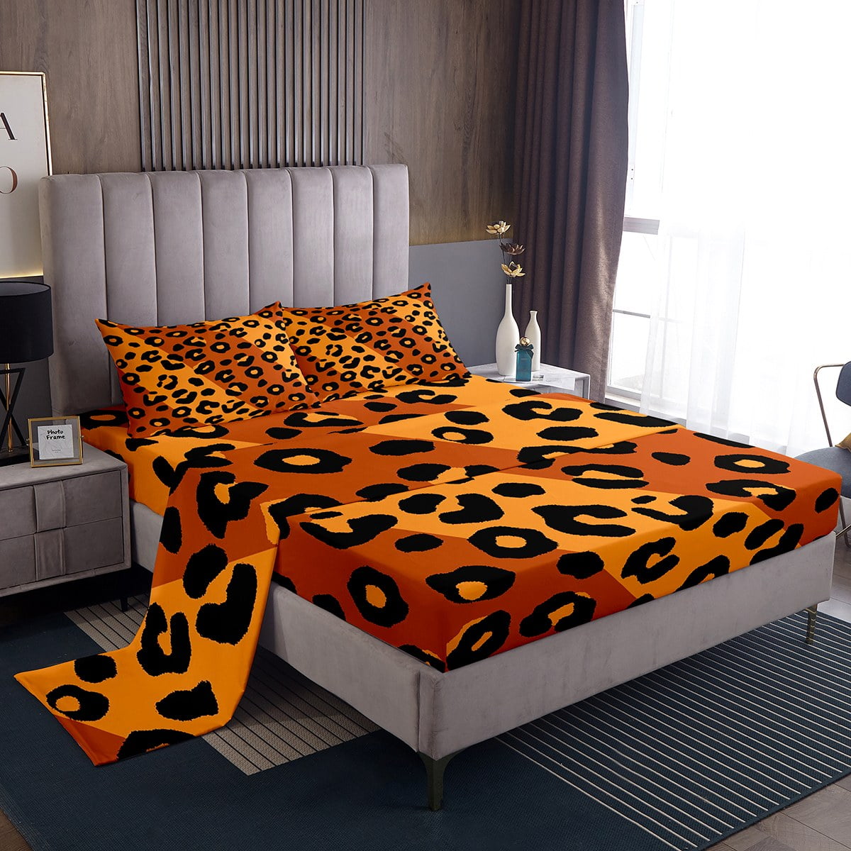 Retro Brown Leopard Bed Sheets Set King,Cheetah Print Sheet Set,Wild ...