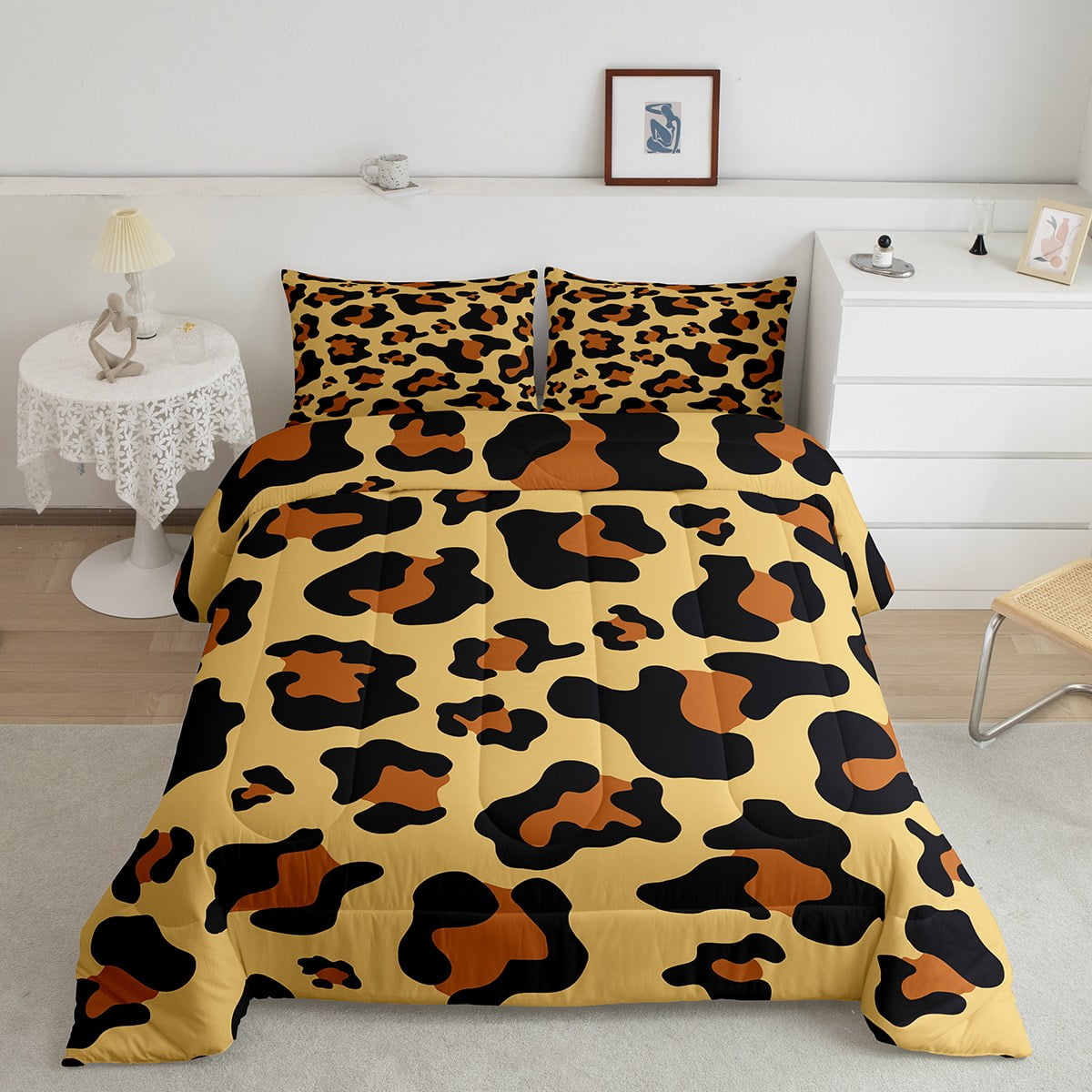 Retro Brown Leopard Comforter King,Cheetah Print Bedding ,Wild Animal ...