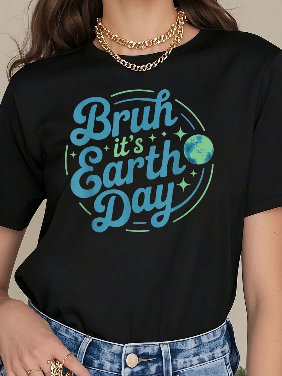 Retro Bruh It's Earth Day Graphic T-Shirt Vintage Style Environmental ...
