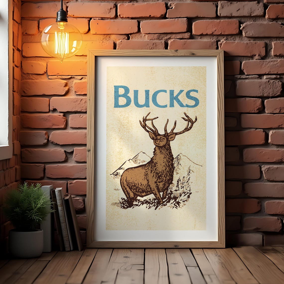 Retro Buck Print Giposter Retro Hunting Fishing Wall Decor Nature ...