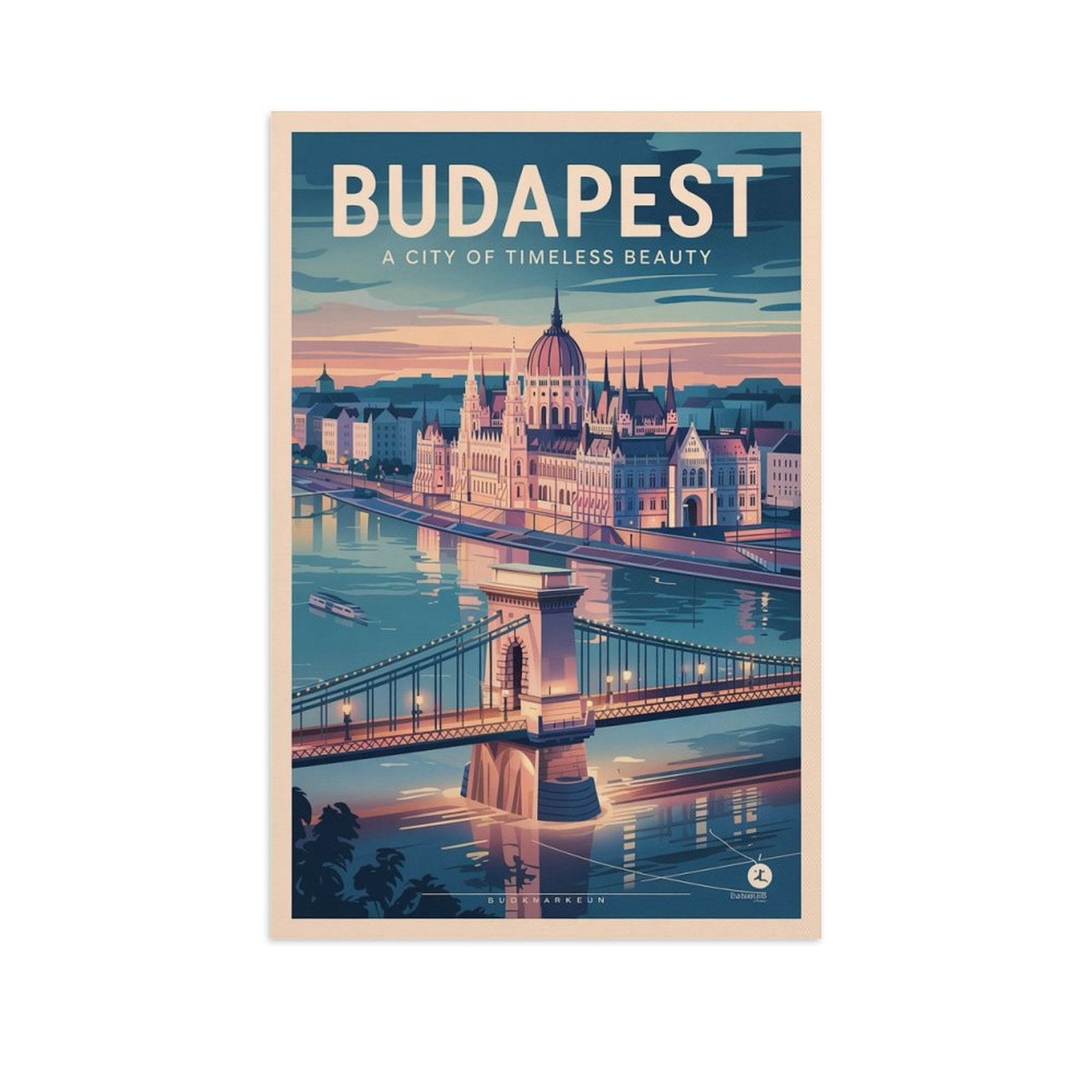 Retro Budapest City Poster Vintage Hungarian City Tourism Art for Walls ...