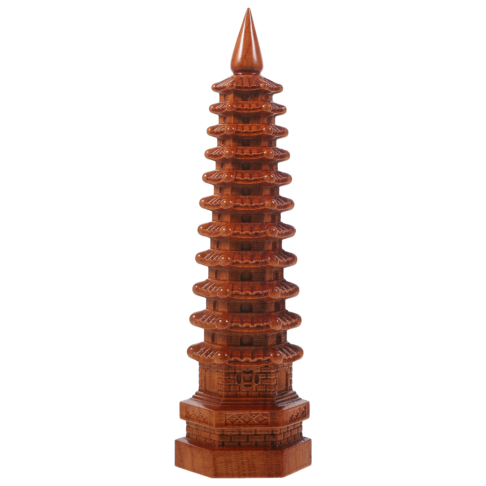 Retro Buddhism Tower Model Decorative Wooden Tower Statue Tabletop ...