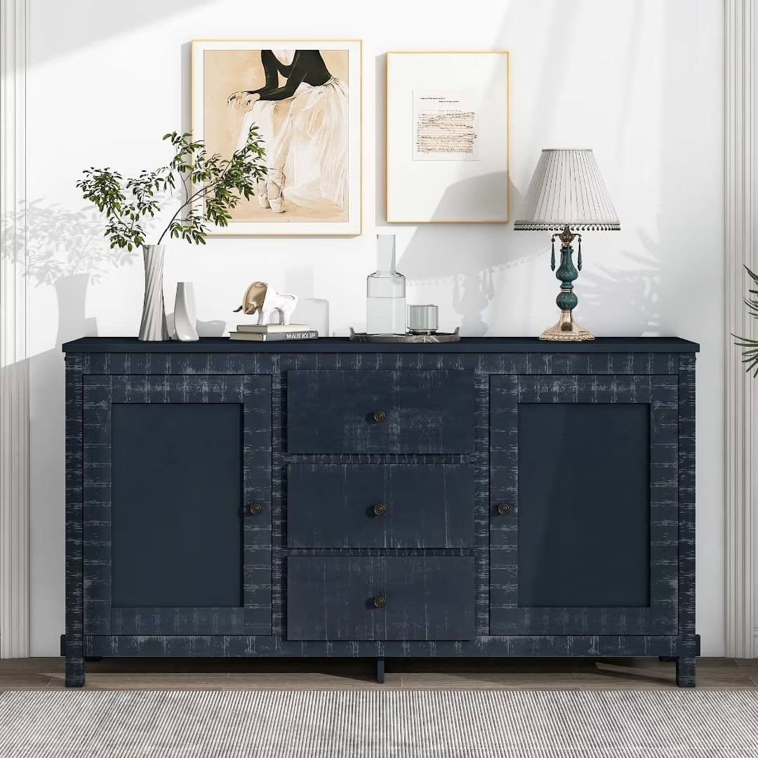 Retro Buffet Sideboard, Retro Storage Cabinet with 2 Storage Cabinets ...