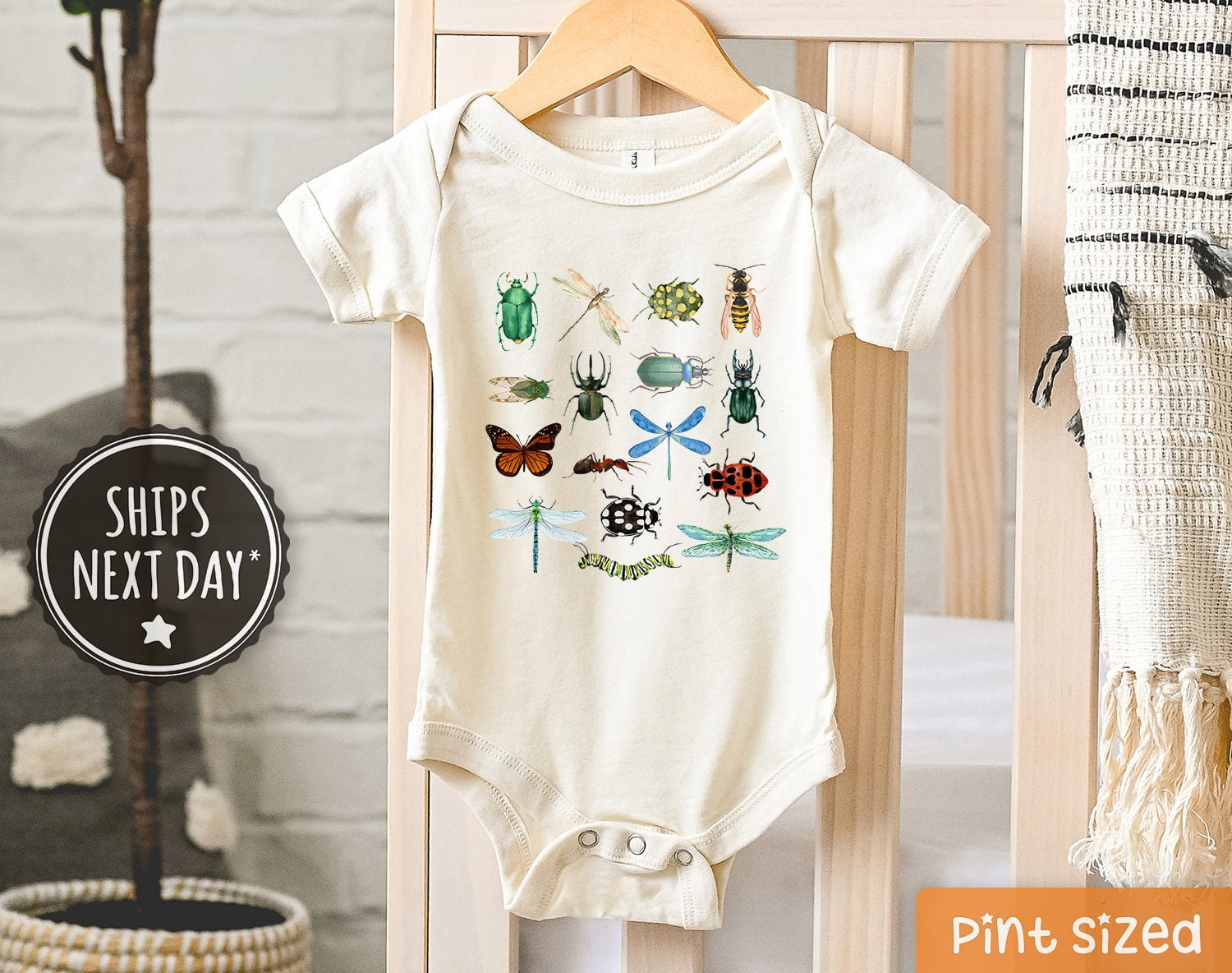Retro Bugs And Beetles Baby Onesie, Cute Insect Bodysuit, Hipster ...