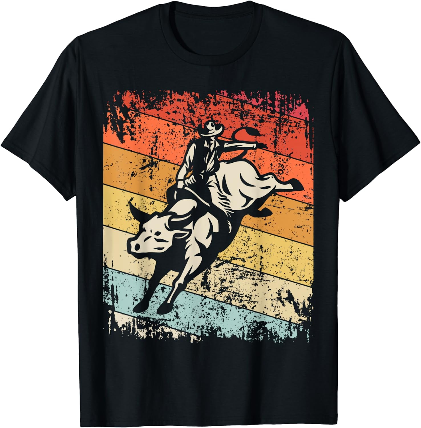 Retro Bull Riding Shirt for Cowboy Tshirt Vintage Bull Rodeo T-Shirt ...