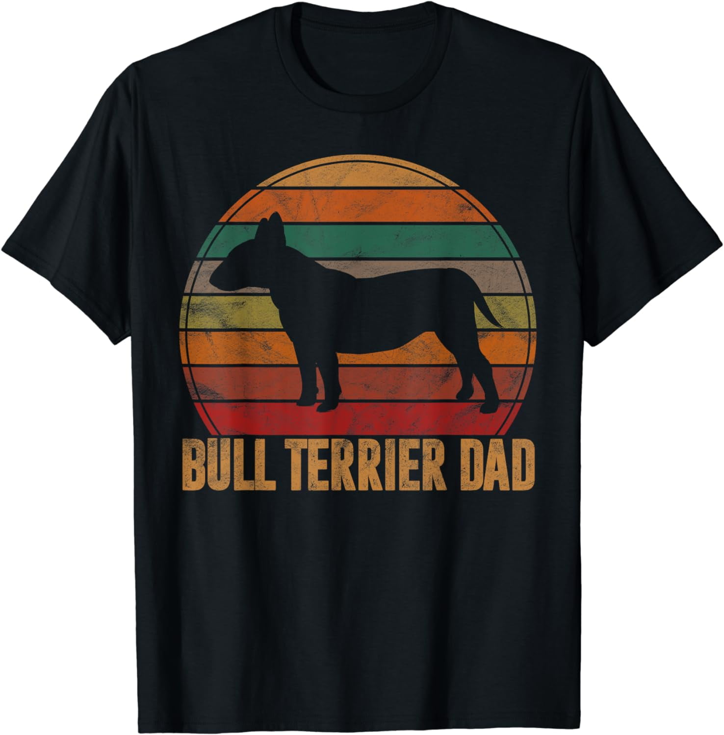 Retro Bull Terrier Dad Bully Daddy Dog Owner Pet Father T-Shirt ...