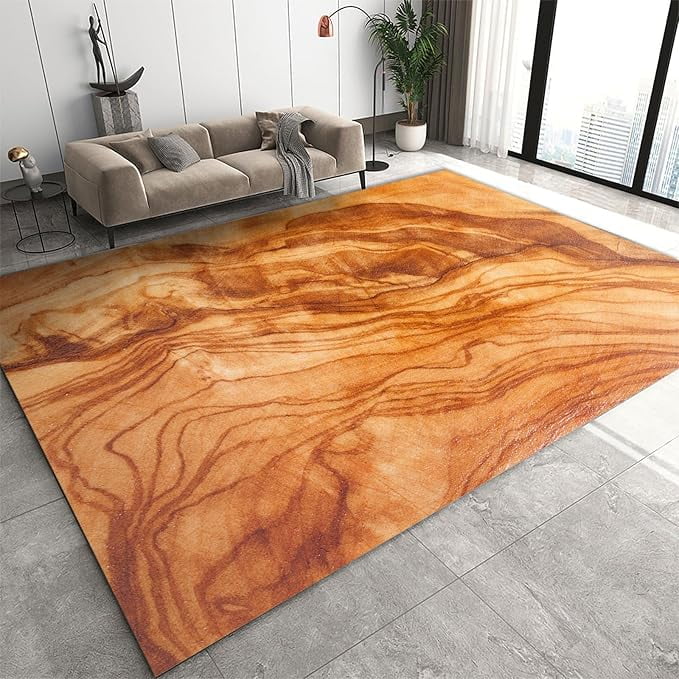 Retro Burnt Orange Washable Rug For Living Room, Modern Home Decor Area ...