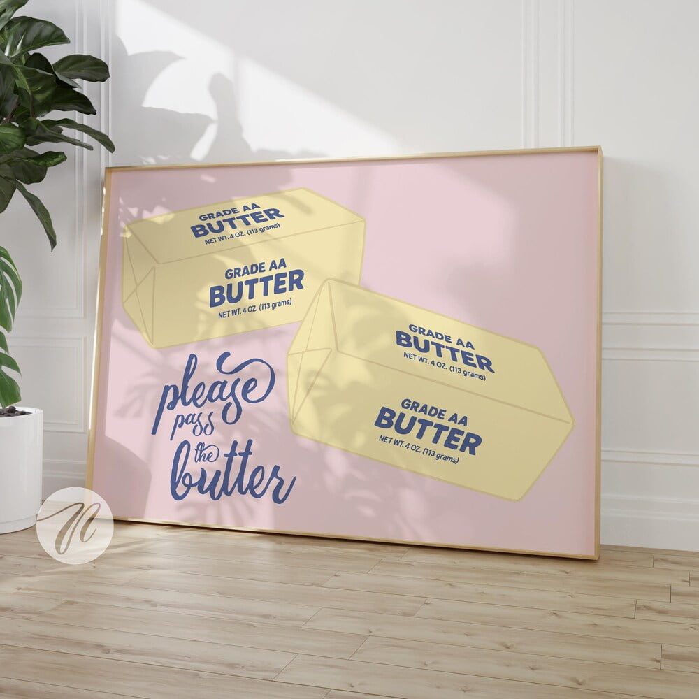 Retro Butter Sticks Kitchen Print: Funny Food Pop Art UNFRAMED PAPER ...