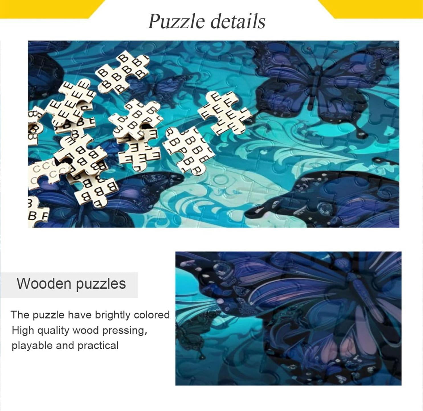 Retro Butterfly Wooden Jigsaw Puzzles, Intellectual Entertainment ...