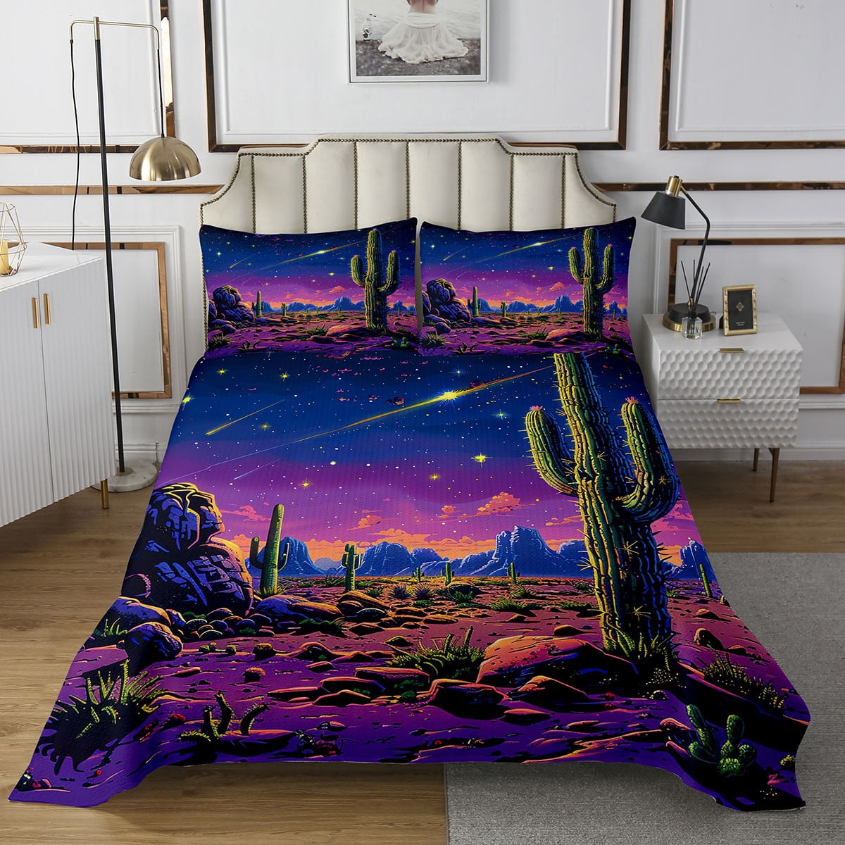 Retro Cactus Queen Bedding Set,Rustic Farmhouse Western Bedspread Set ...