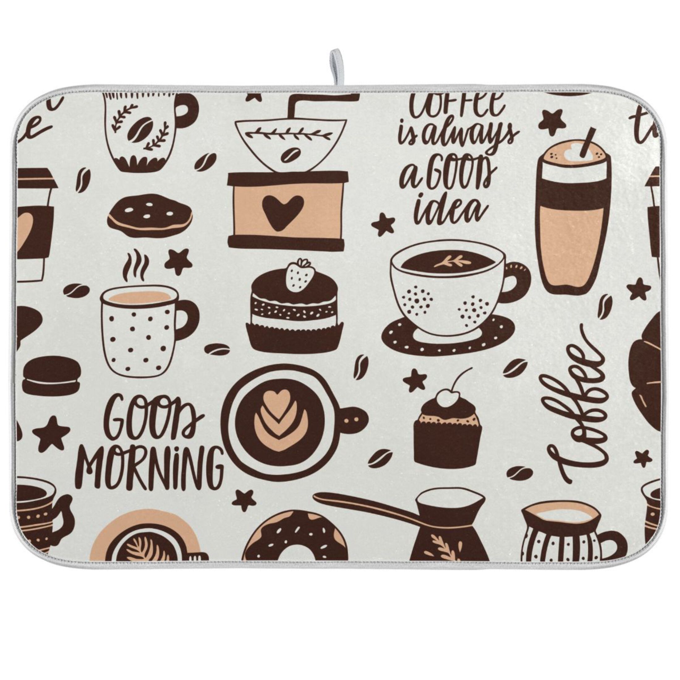 Retro Cafe with Drink Dish Drying Mat Microfiber Kitchen Mats Large ...
