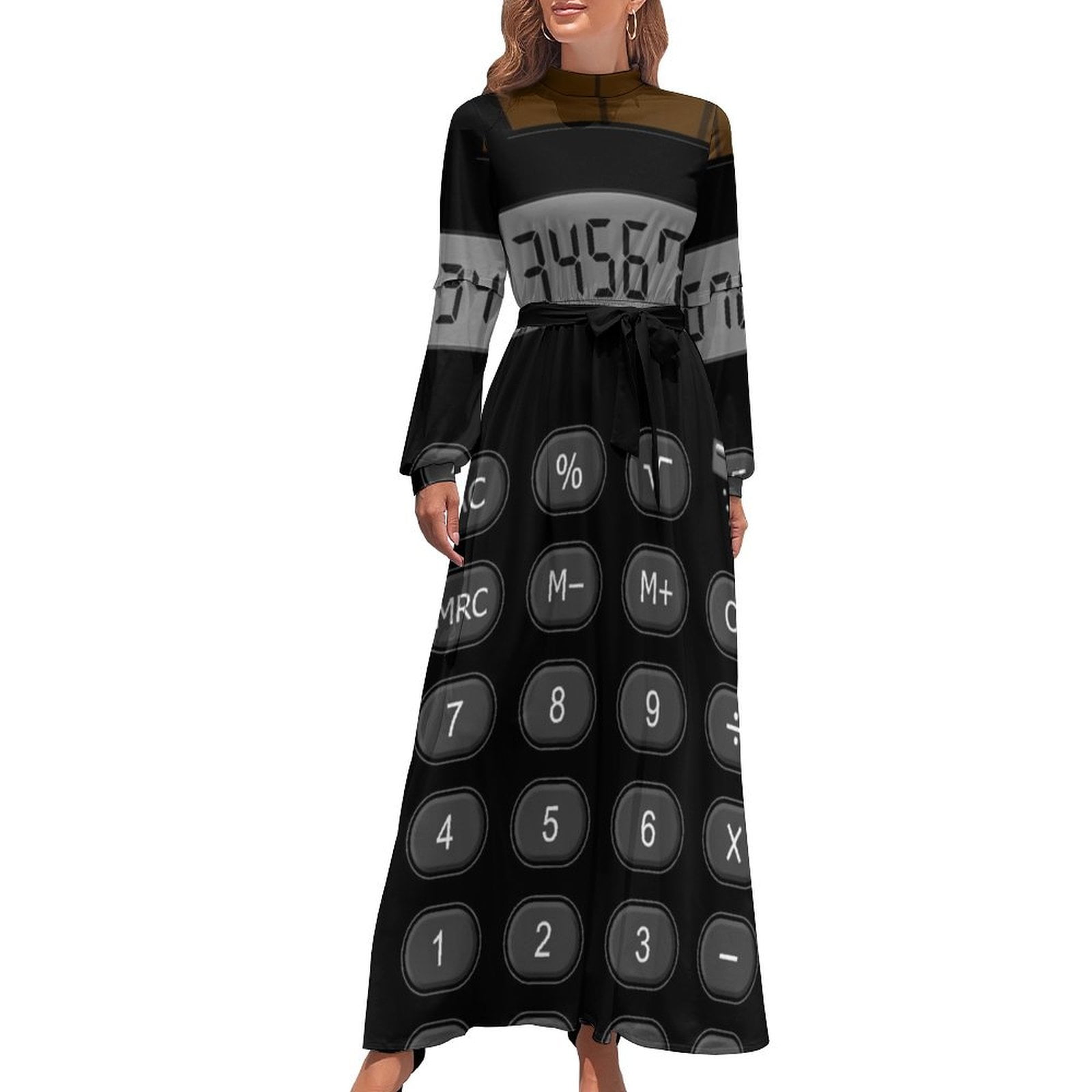 Retro Calculator Long Dress evening dress ladies Woman clothes ...