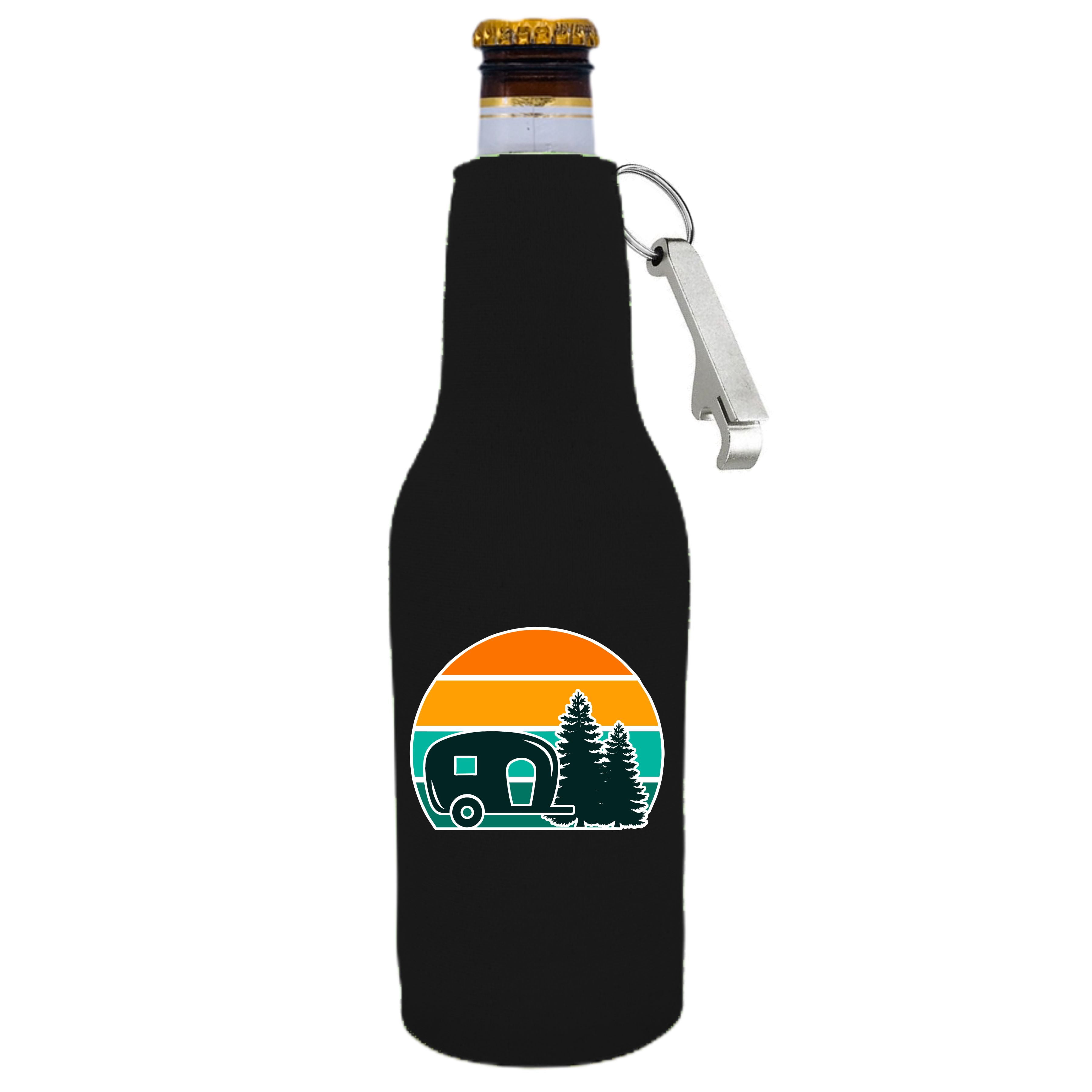 Retro Camper Beer Bottle Coolie With Opener (Black) - Walmart.com