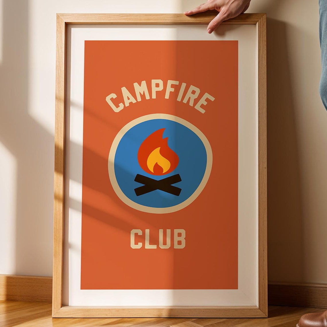 Retro Campfire Club Print Camping Gift For Friend Nature Art Hiking ...