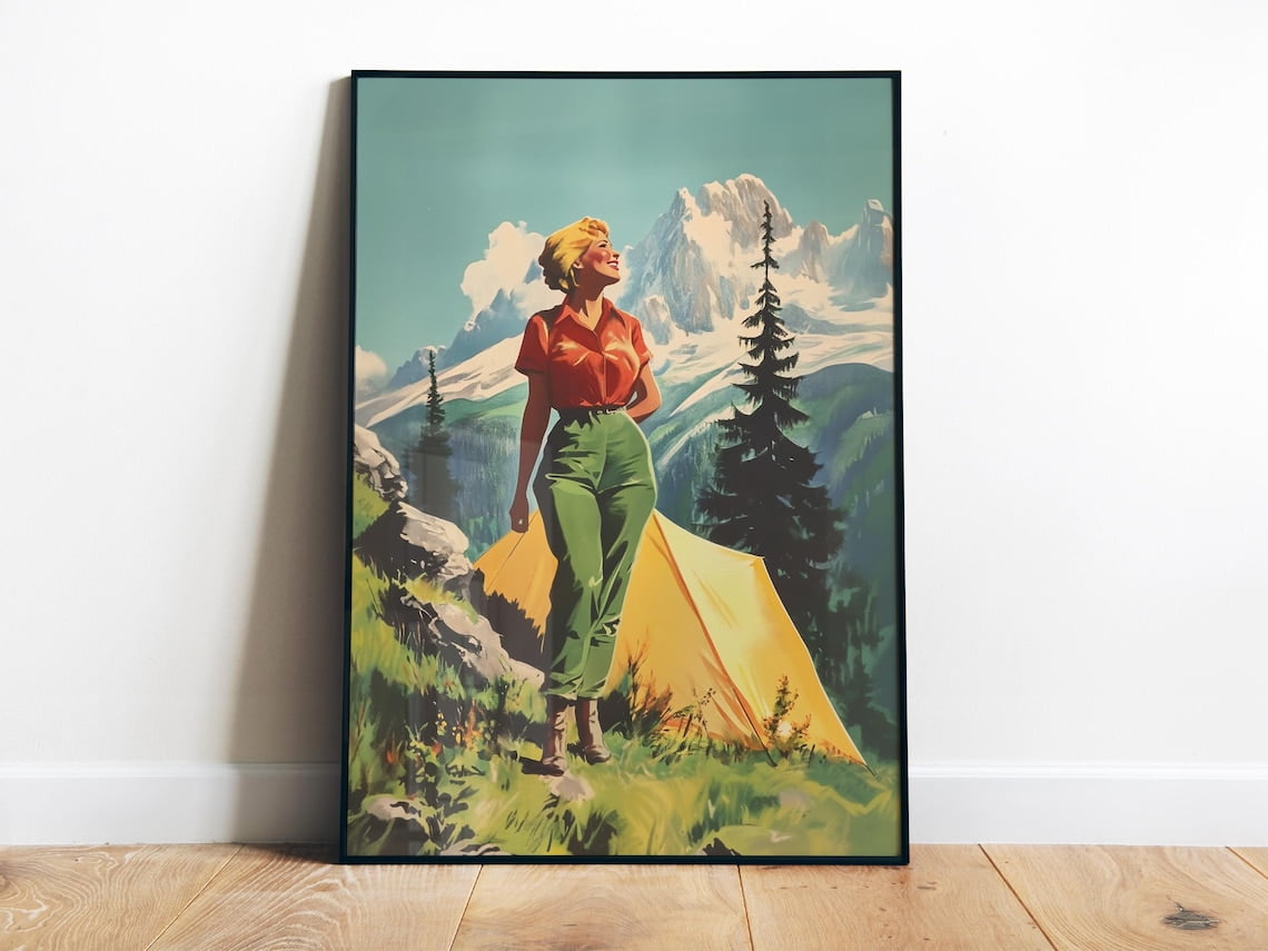 Retro Camping Art Print Outdoorsy Wall Art Hiking Art Camping Gift ...