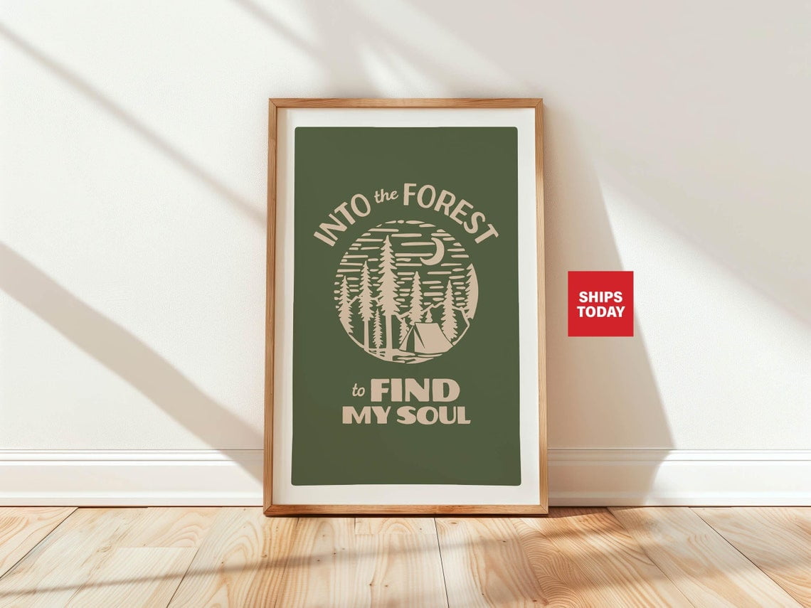 Retro Camping Print Hiking Gift For Friend Nature Art Camping Poster ...