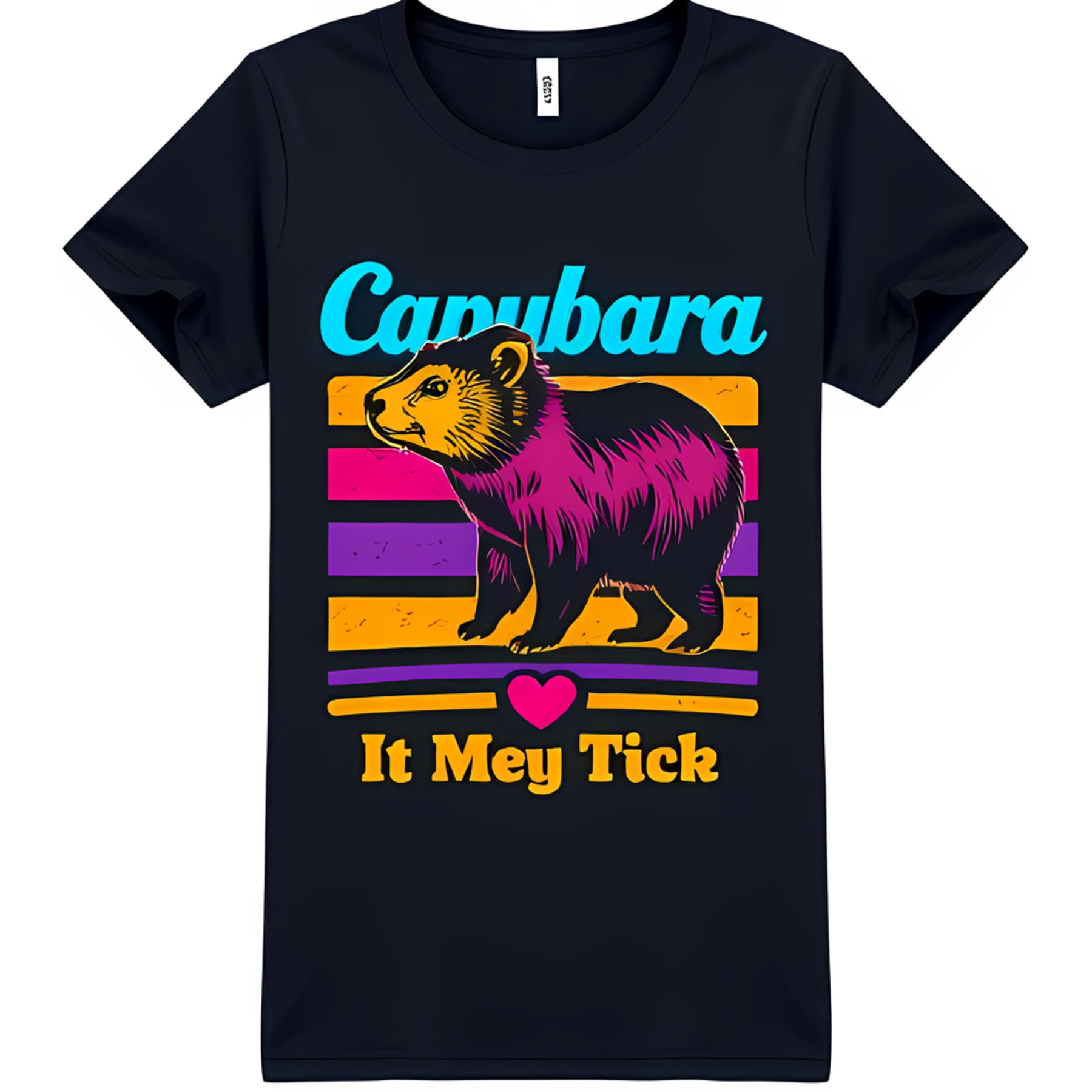 Retro Capybara Graphic T-Shirt Playful Pink & Design 'Capybara It Mey ...