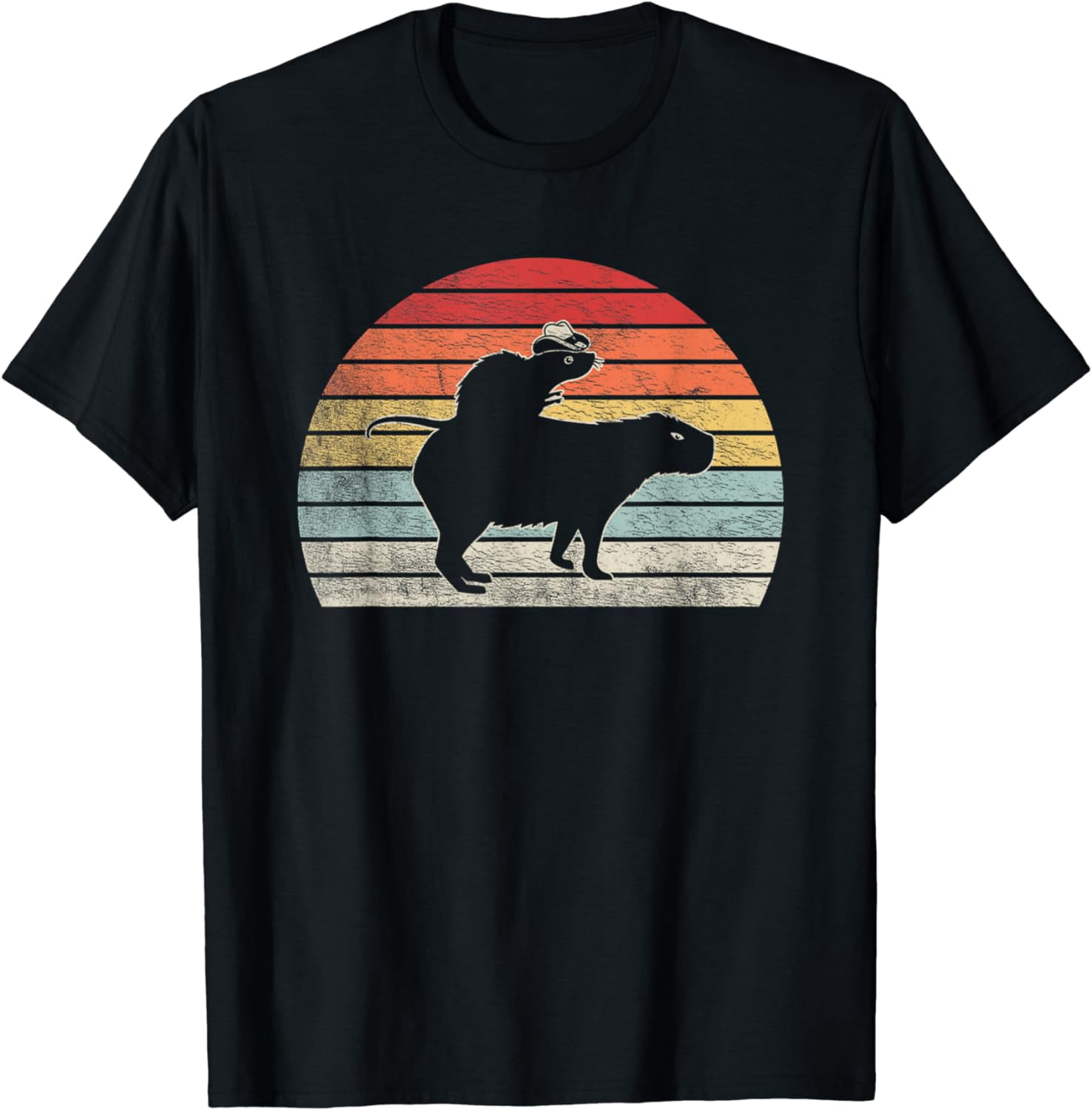 Retro Capybara Shirt Rodent Funny Capybara Cute Mouse Cowboy T-Shirt ...