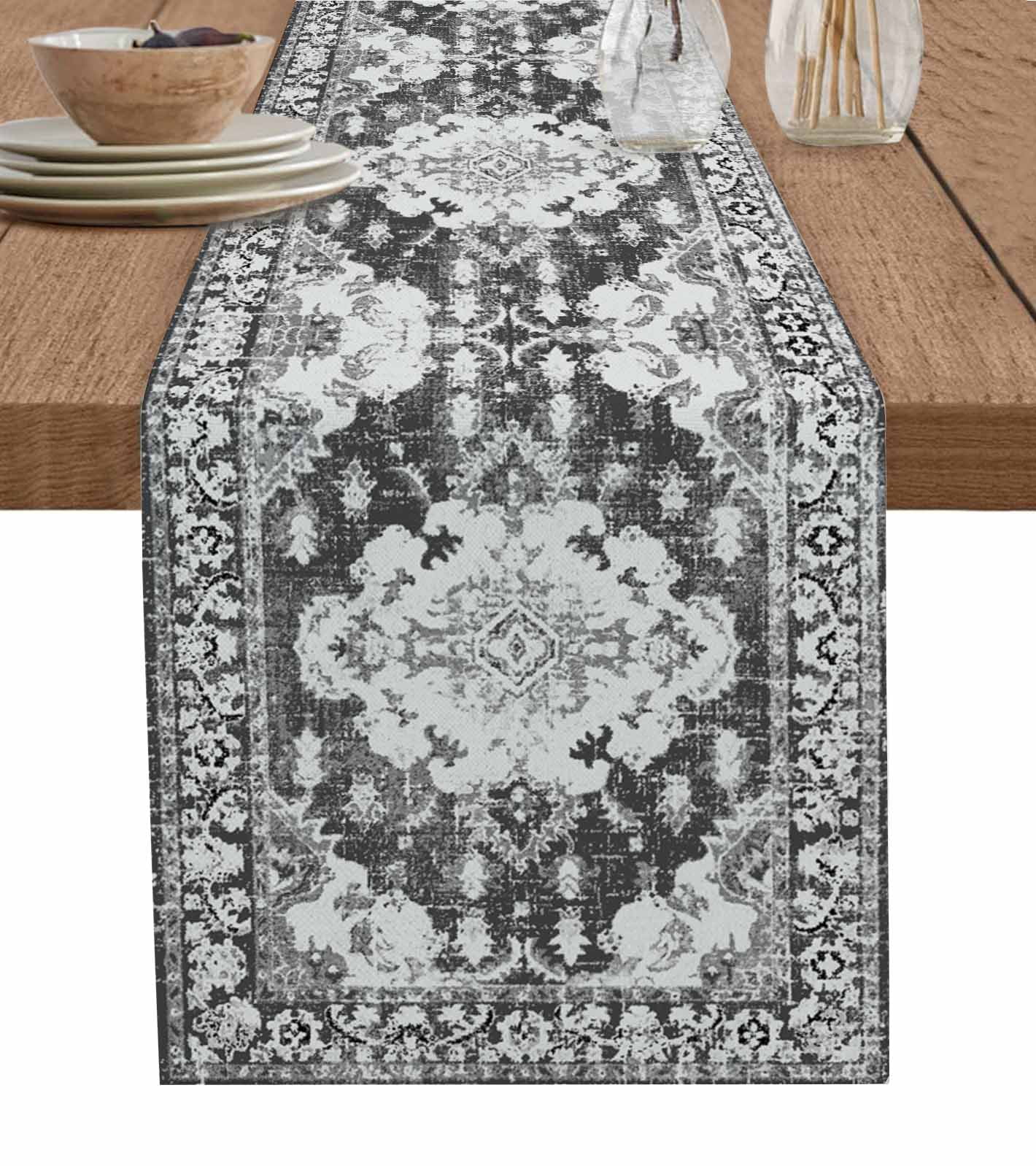 Retro Carpet Texture Gray Grain Table Runner ration Home r Dinner Table ...