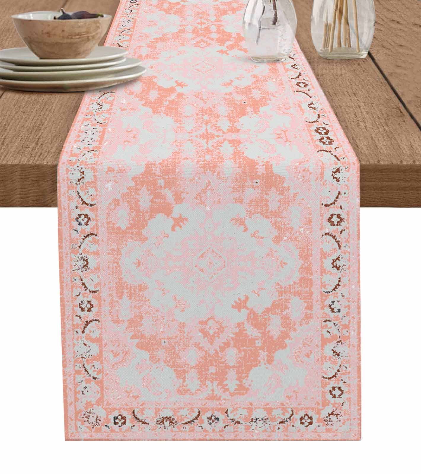Retro Carpet Texture Pink Grain Table Runner ration Home r Dinner Table ...
