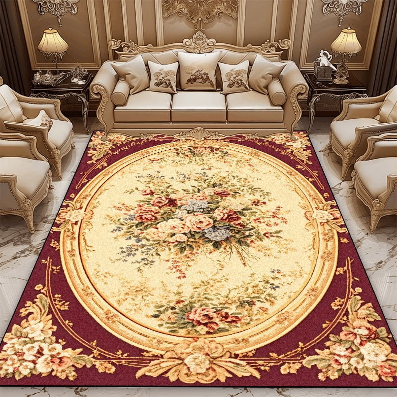 Retro Carpets for Living Room European Style Flower Rugs Home ration ...