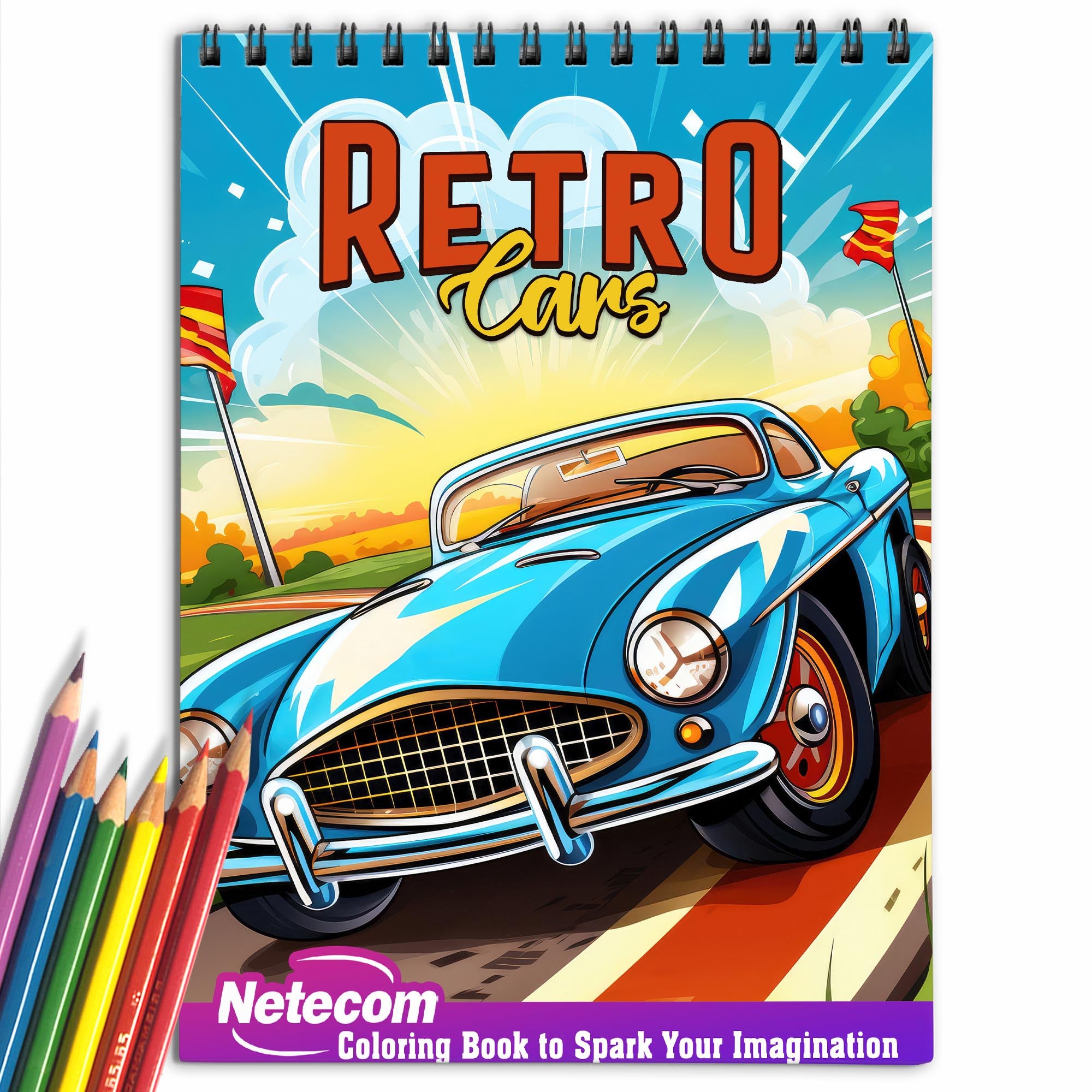 Retro Cars Spiral Bound Coloring Book, Dive into the Retro Cars ...