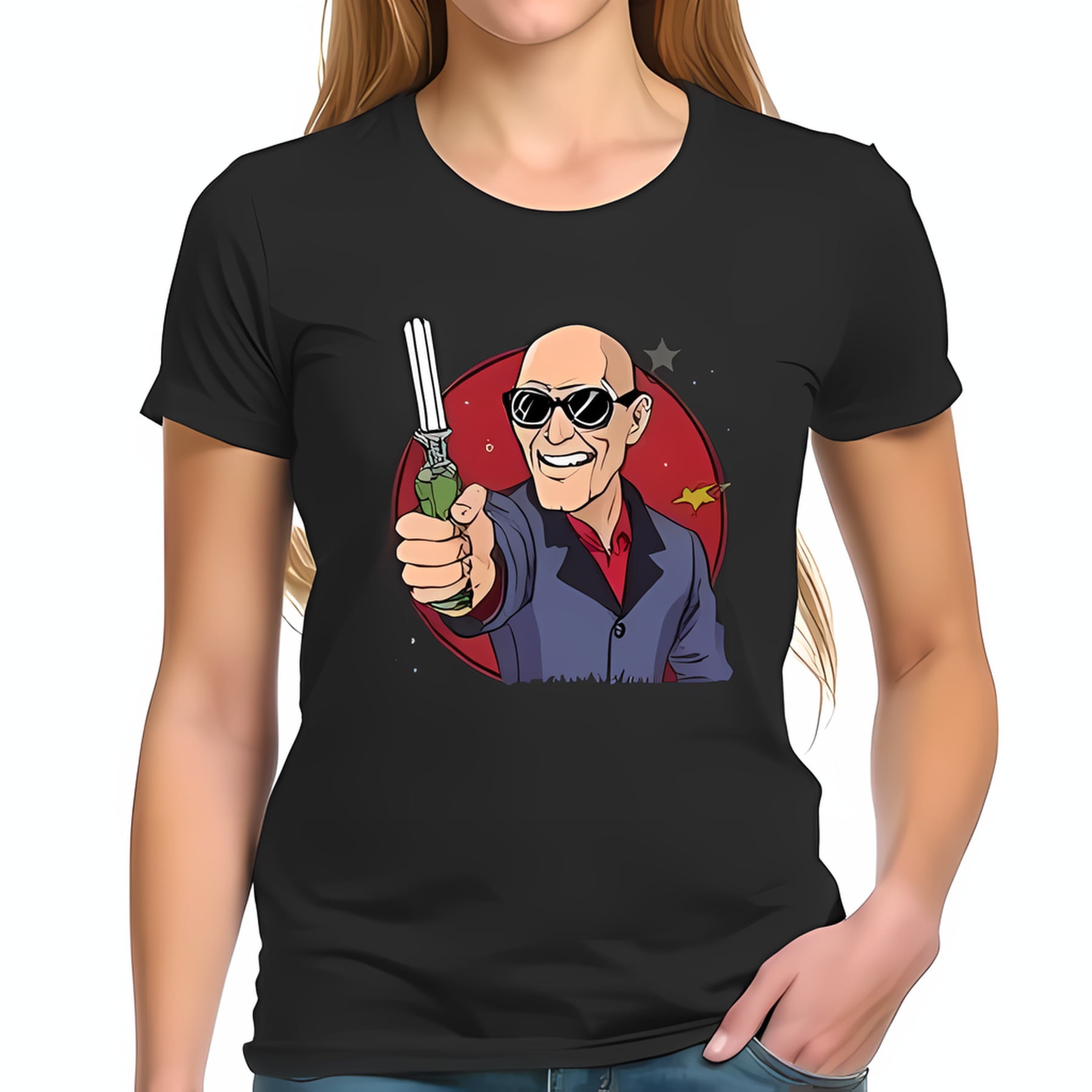 Retro Cartoon Bald Man T-Shirt - Sci-Fi Inspired Graphic Tee with ...
