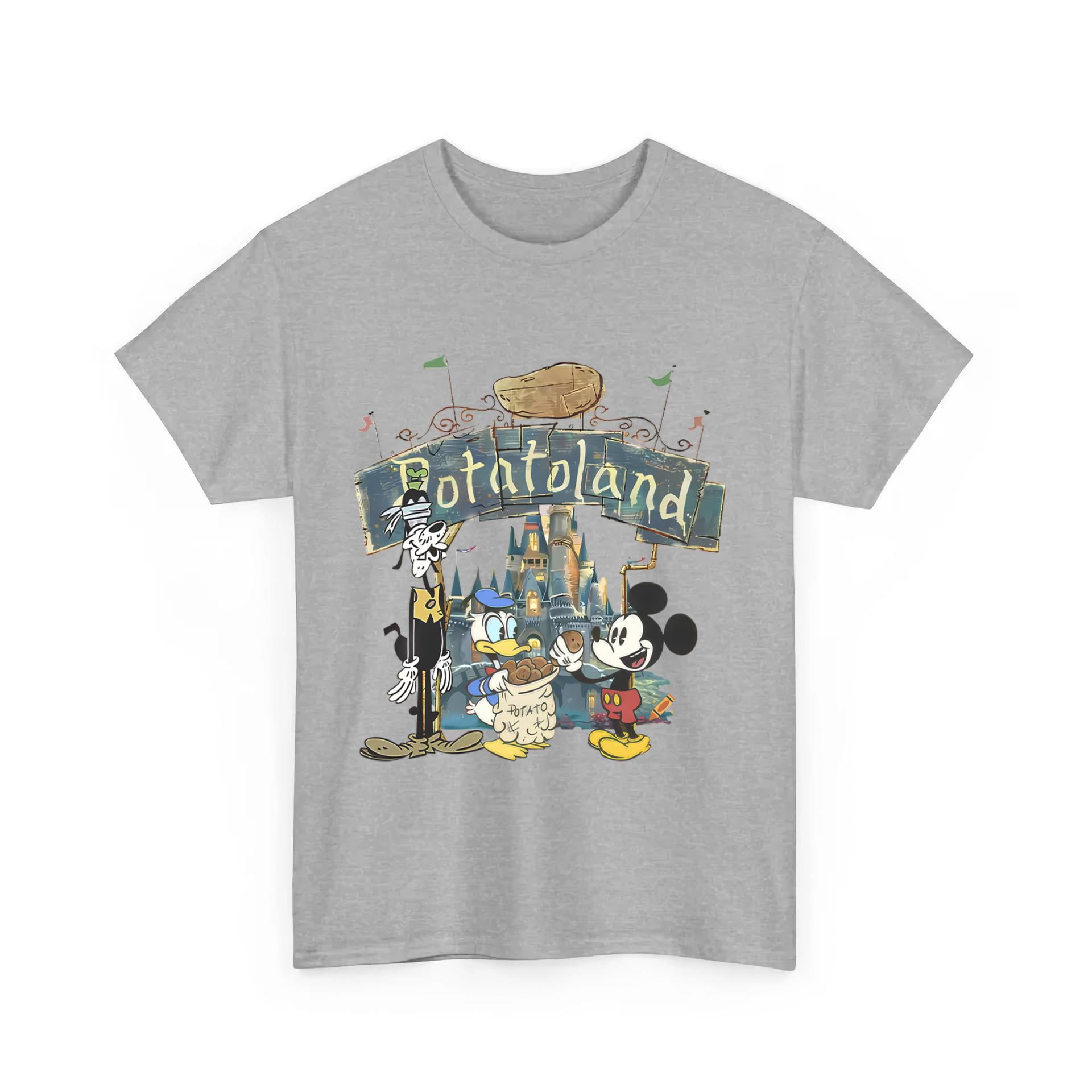 Retro Cartoon Characters Welcome To Potatoland Premium Cotton Shirt ...