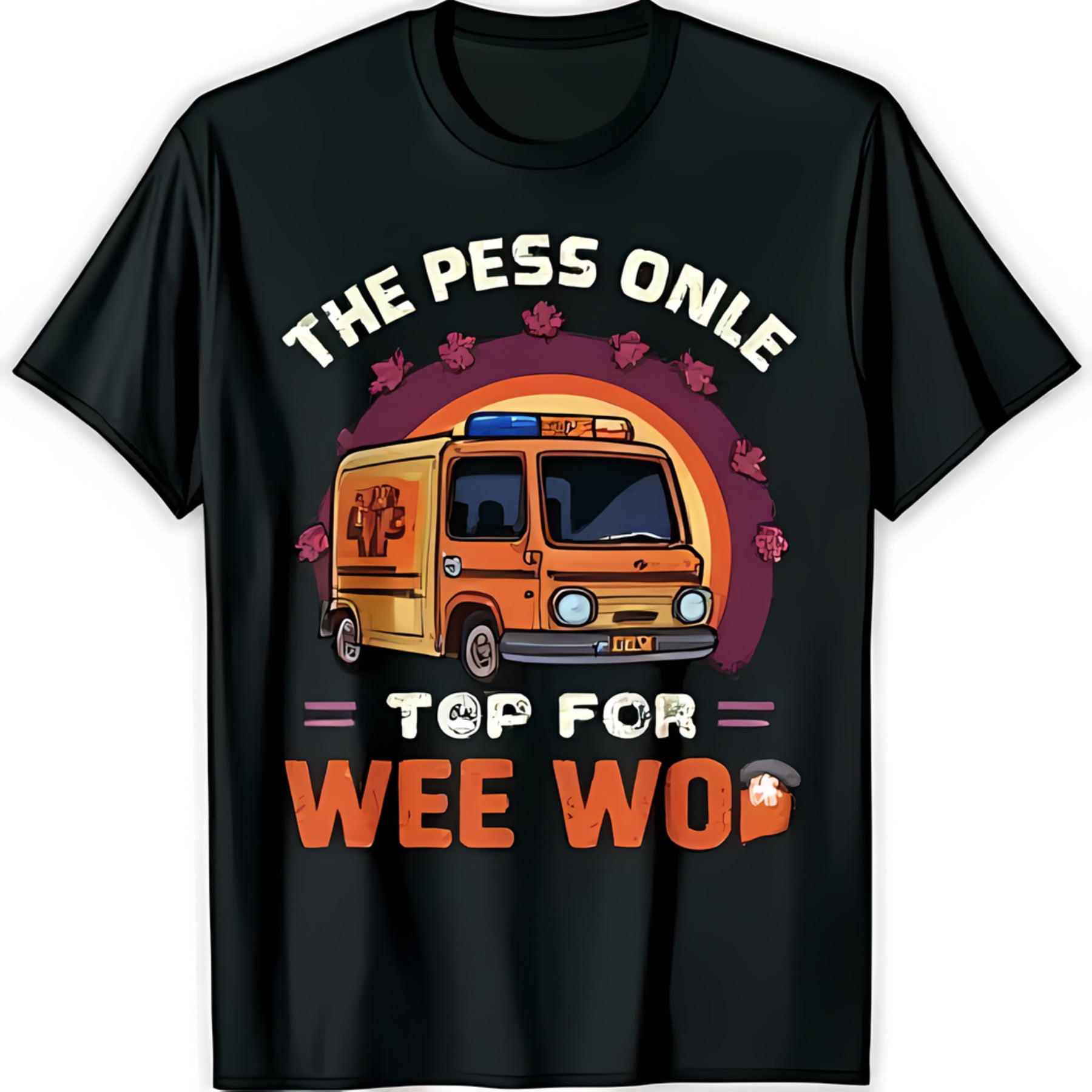 Retro Cartoon Fire Truck Black T-Shirt The Pess Onle & Top For Wee Woo ...