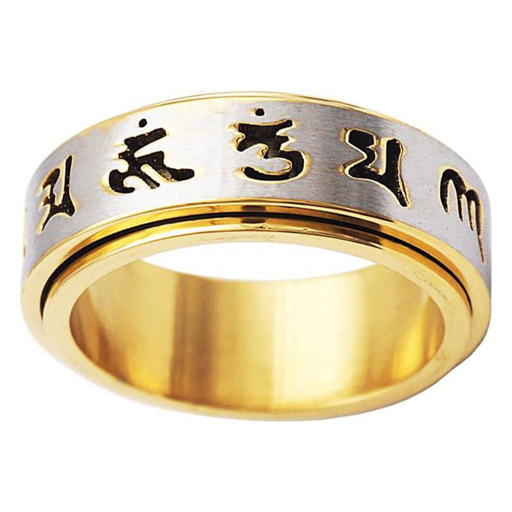 Retro Carved Rotatable 6 Padme Hum Mantra Rings for men - us12 ...