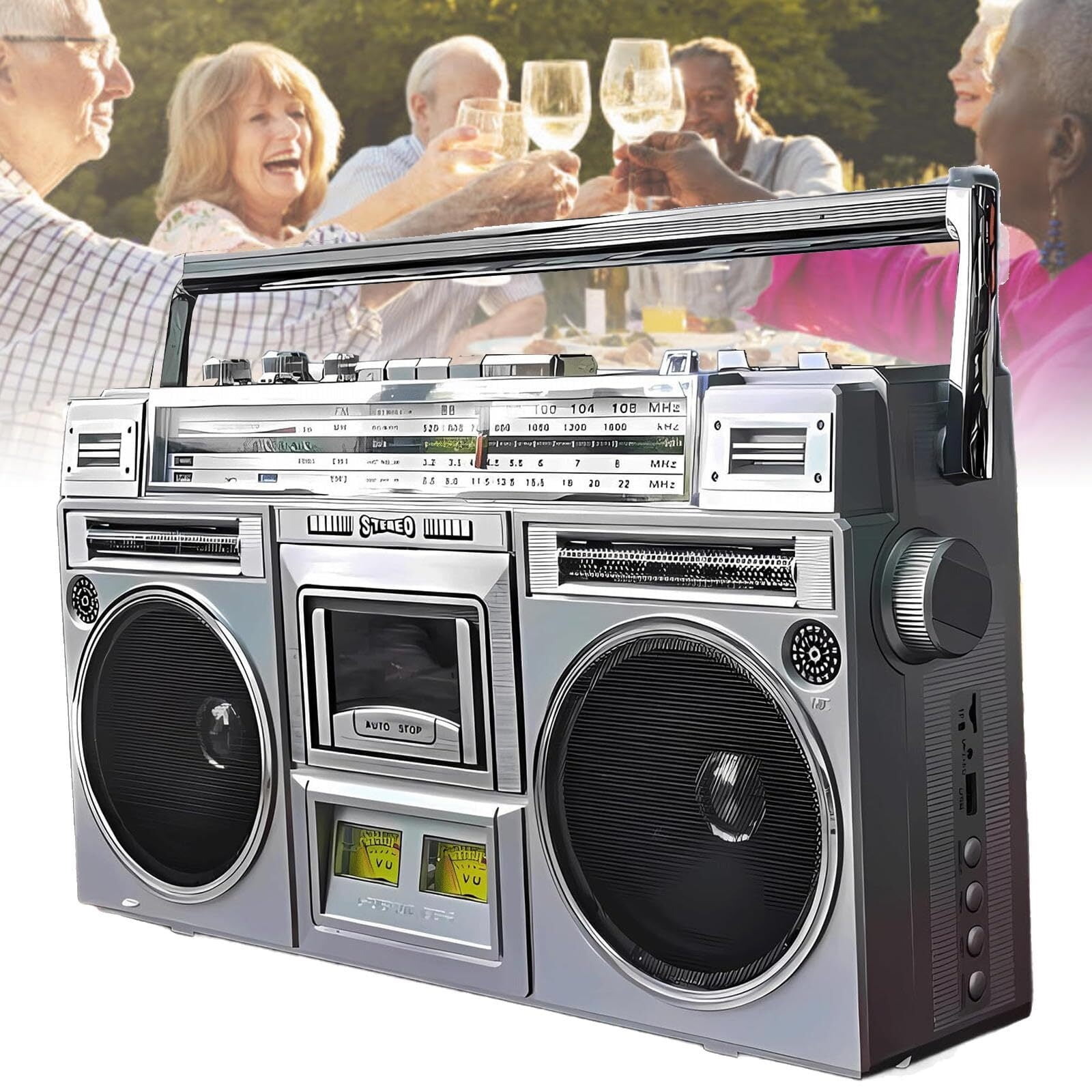 Retro Cassette Boombox, 80s Style Street Bluetooth Boombox Cassette Player with AM/FM Radio ...