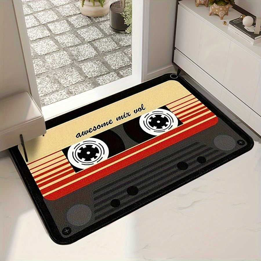Retro Cassette Design Mat | Polyester, Machine Washable, Durable, Non ...
