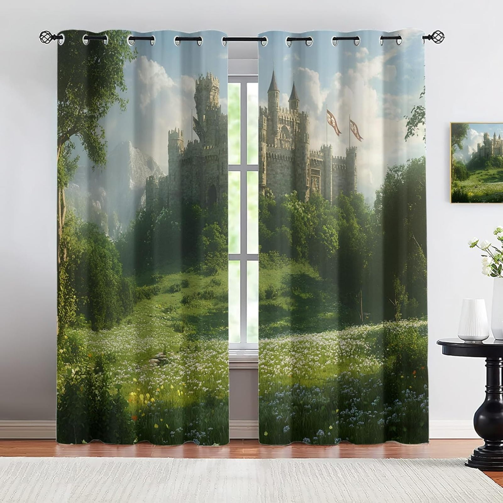 Retro Castle Curtains, Medieval Castle Blackout Curtains, European ...