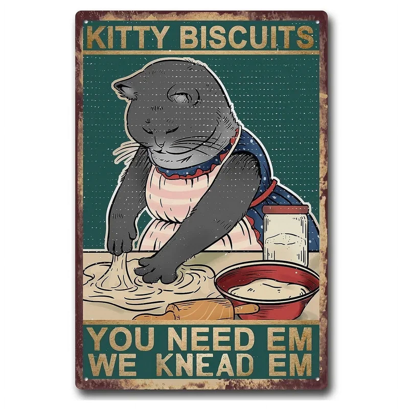Retro Cat Coffee Metal Sign Vintage Kitchen Signs Wall Decor Because ...
