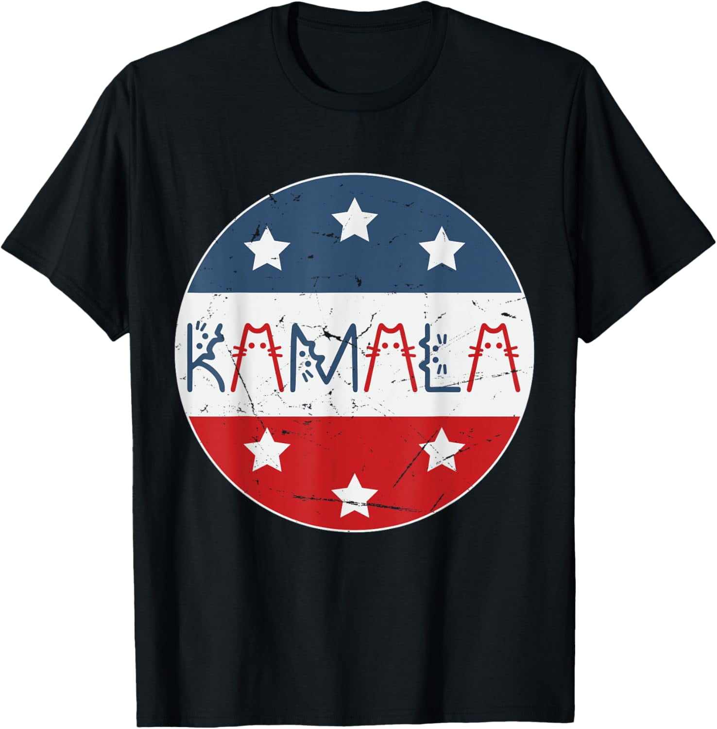 Retro Cat Comma La Kamala Harris For President 2024 Election T-Shirt ...