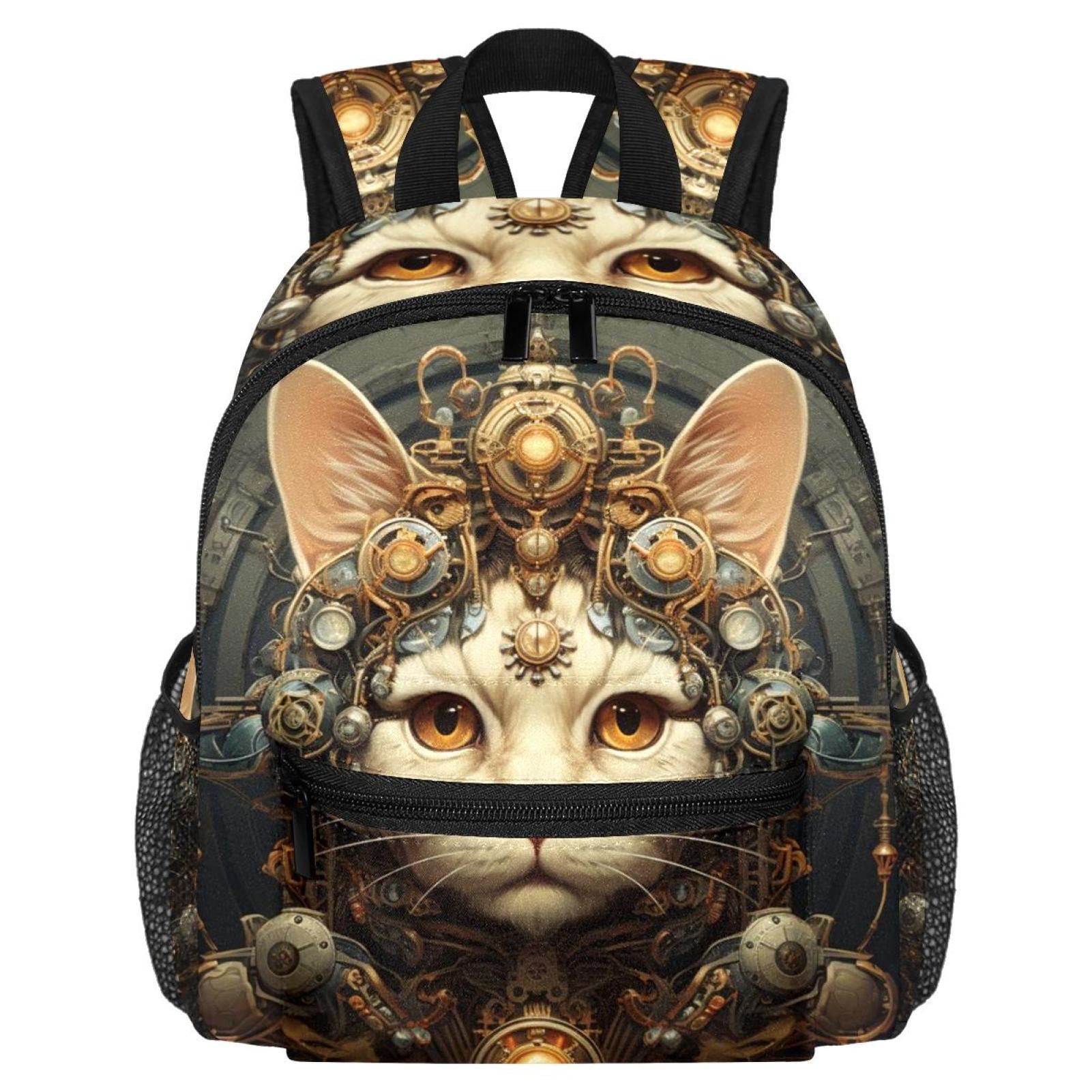 Retro Cat Cute Book Bag with Adjustable Shoulder Strap, Large Capacity ...